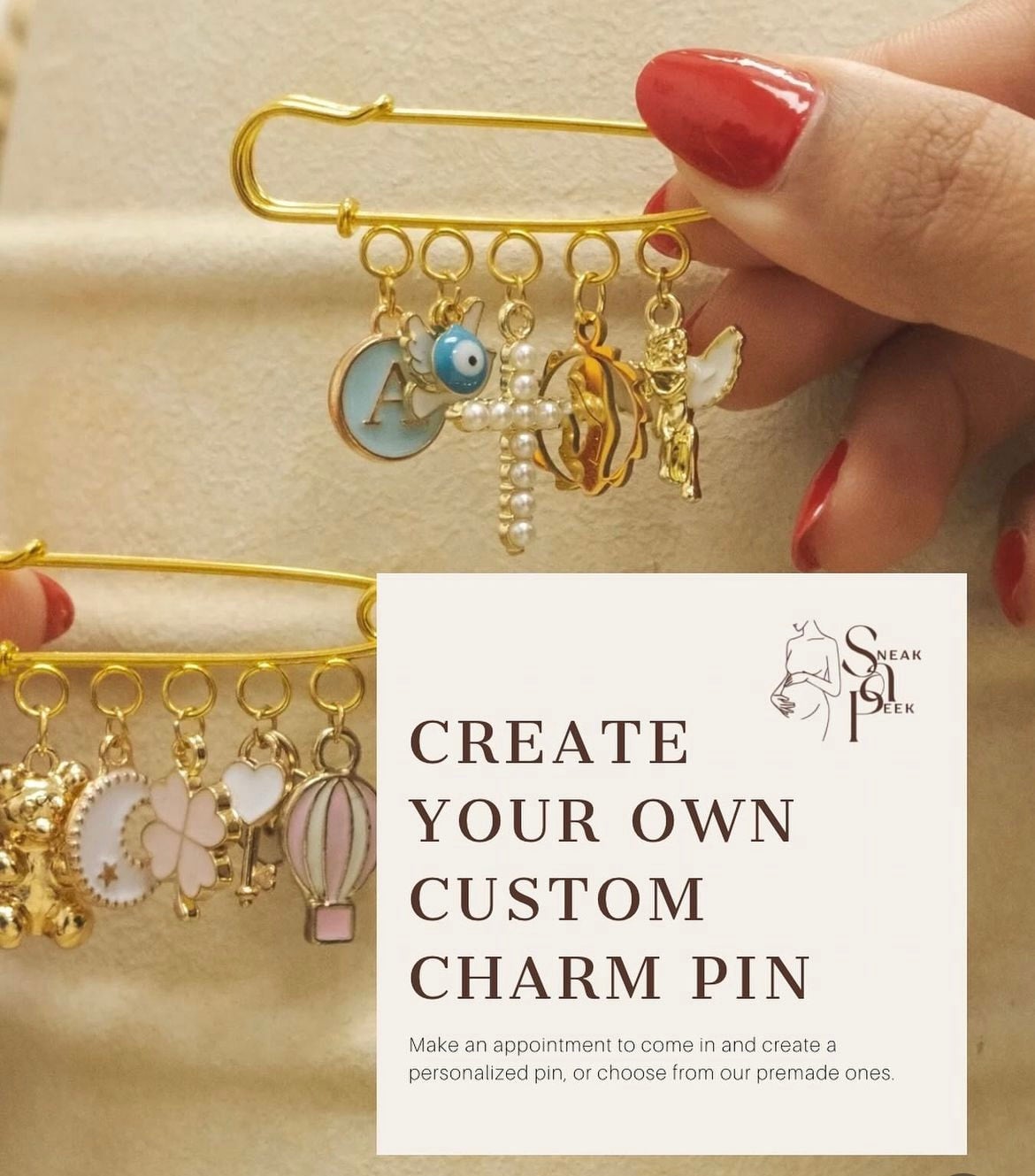 Custom Charm Pins | Sneak A Peek Ultrasound Studio